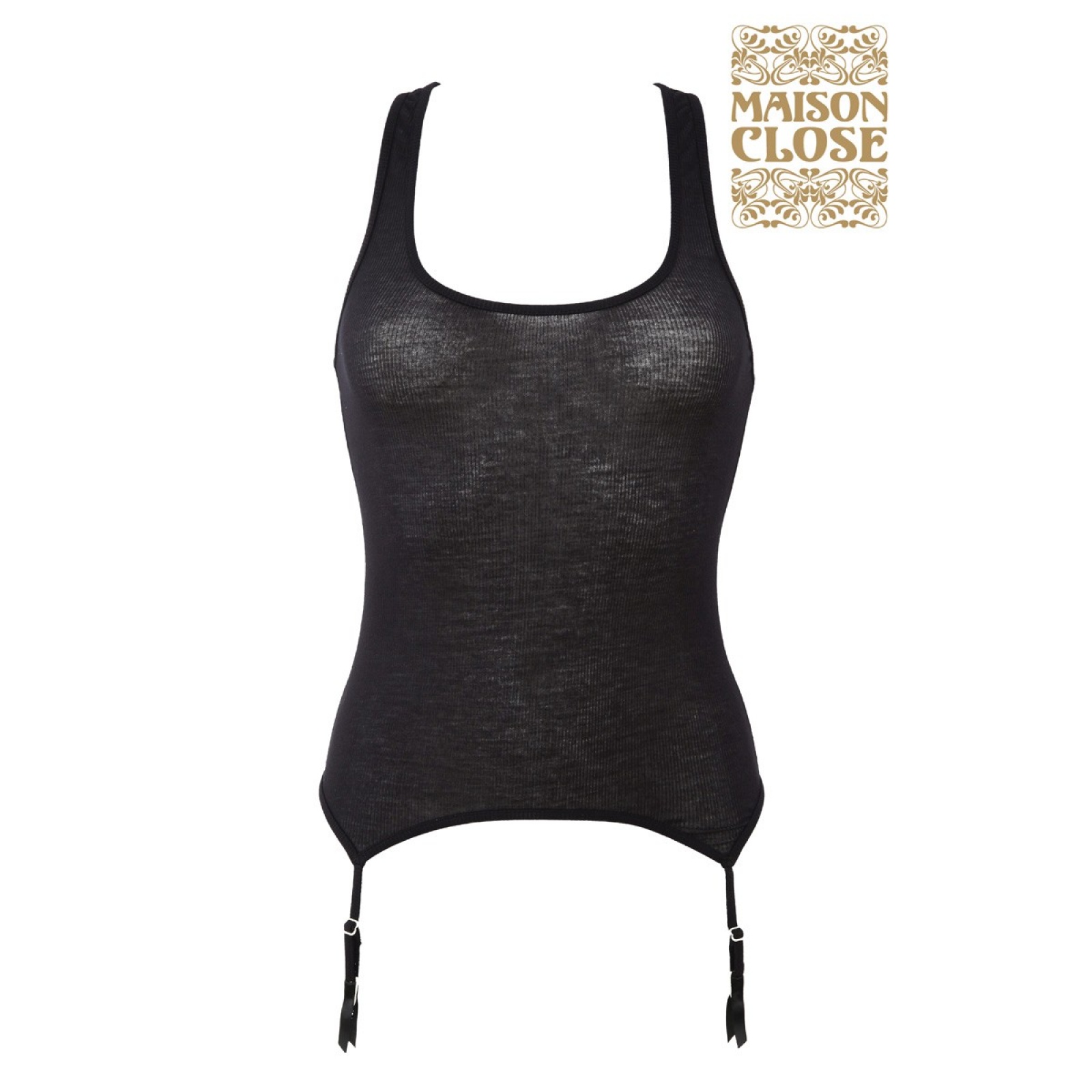Maison Close Débardeur Porte-Jarretelles Bellevue Noir Effetdesoi