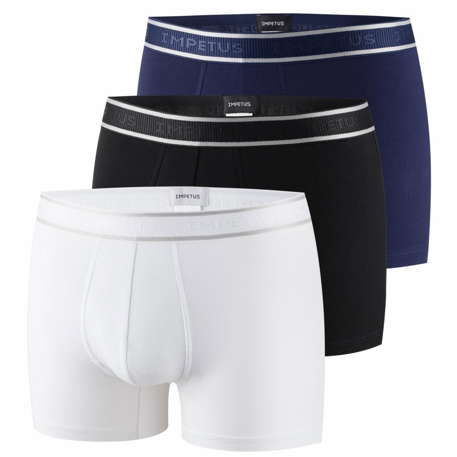 Pack 3 Boxers IMPETUS Cotton Stretch Blanc-Noir-Marine Effetdesoi